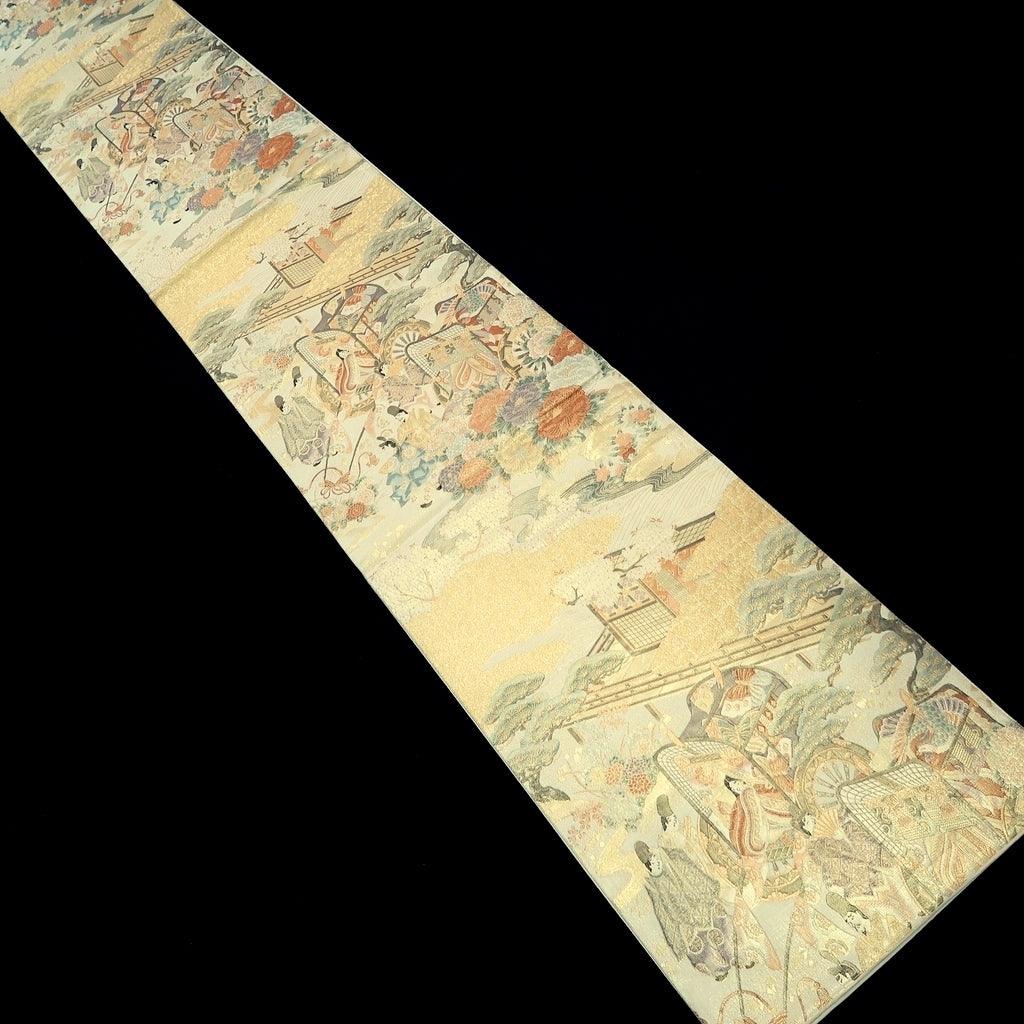 Fukuro Obi Gold Heian Period Aristocrats Silk BB269V5 – Mikula Kimono