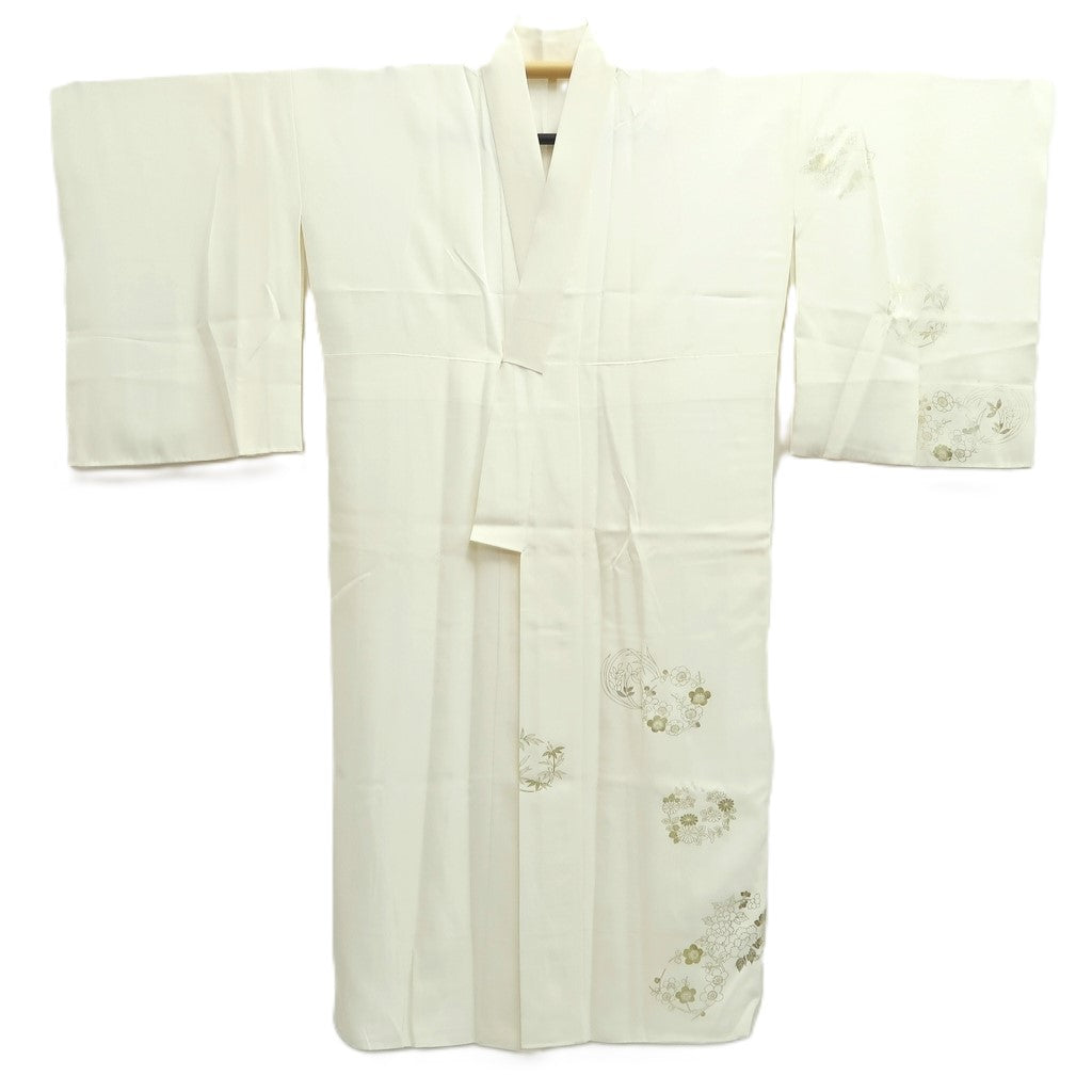 Juban White Gold Peony Plum blossom Silk #10514B2 – Mikula Kimono