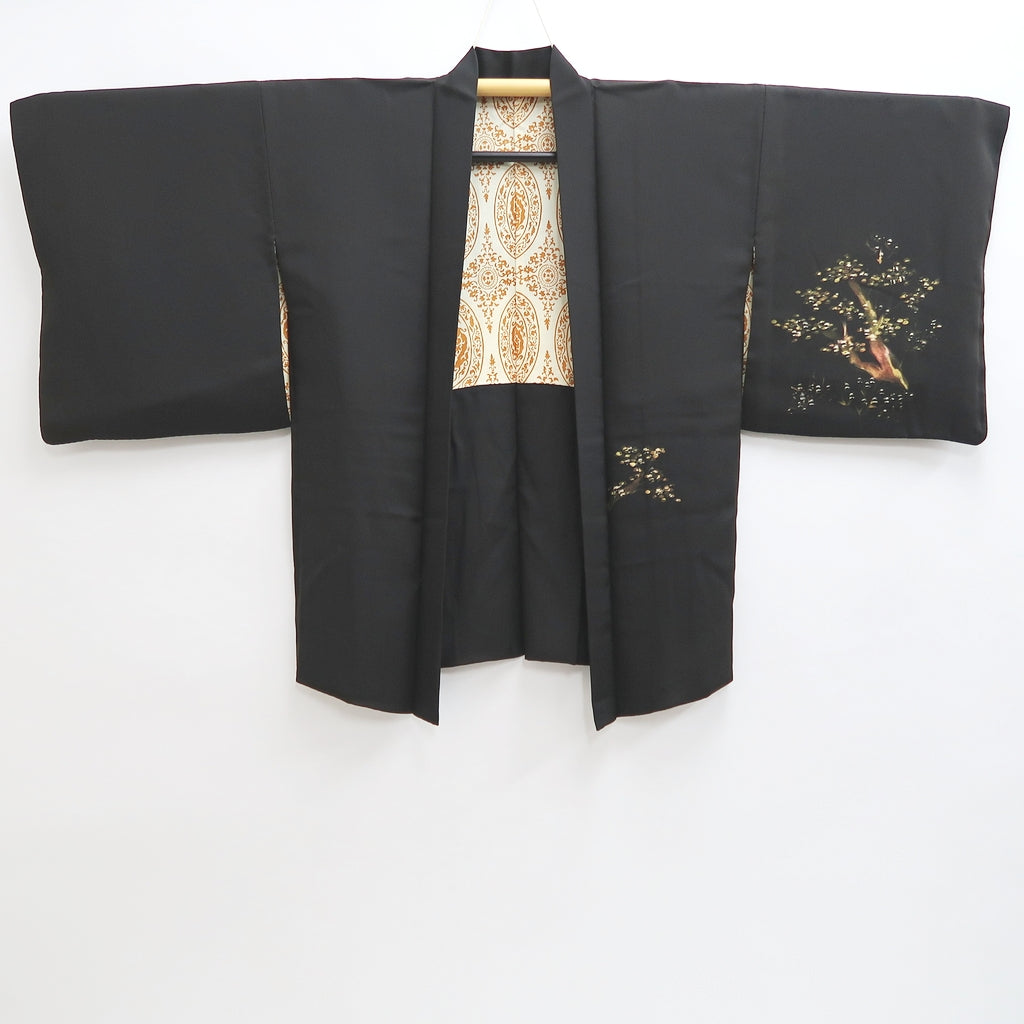 Haori Jacket Vintage(1950-1980) Black Tree Silk #9728A1 – Mikula Kimono