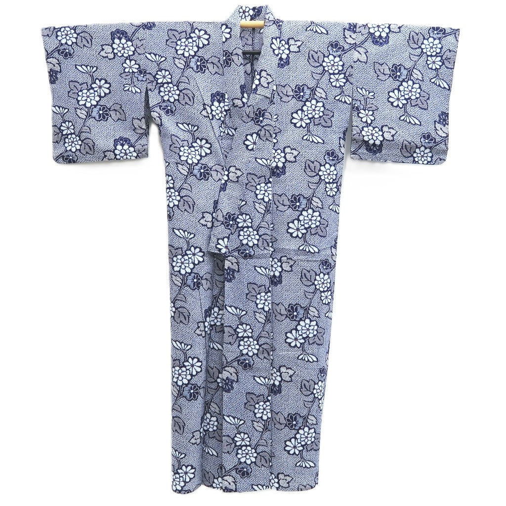 Yukata Vintage(1950-1980) Navy White Flower Cotton #10484A5 – Mikula Kimono