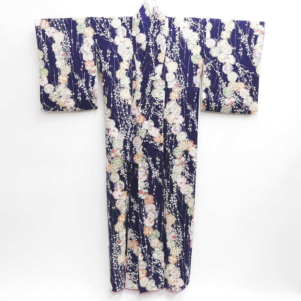Kimono Blue Plum blossom Rinzu Silk #9647J2 – Mikula Kimono