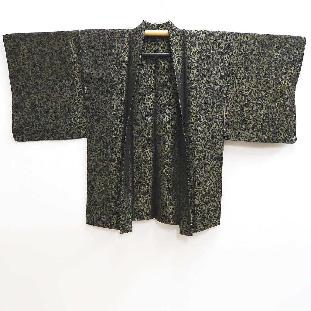 Haori Jacket Vintage(1950-1980) Black Gold Karakusa Silk #10114D2 ...