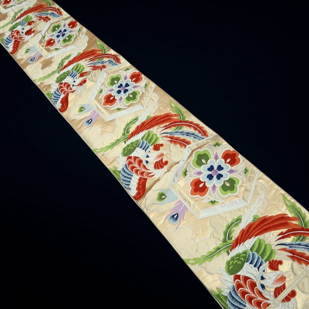 Fukuro Obi Vintage(1950-1980) Gold Phoenix Silk BB325V9 – Mikula Kimono