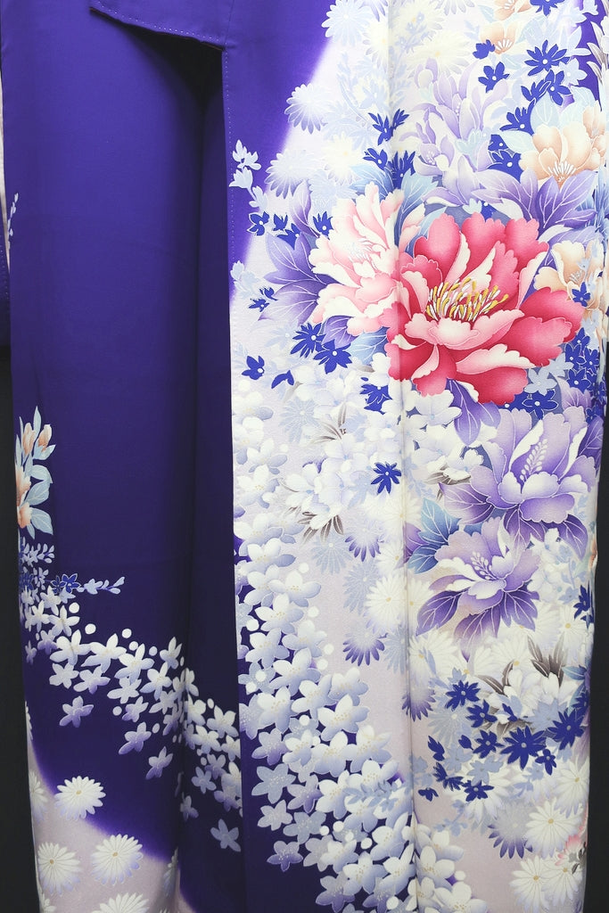 Furisode Purple Peony Chrysanthemum Tall Silk #8672H5 – Mikula Kimono