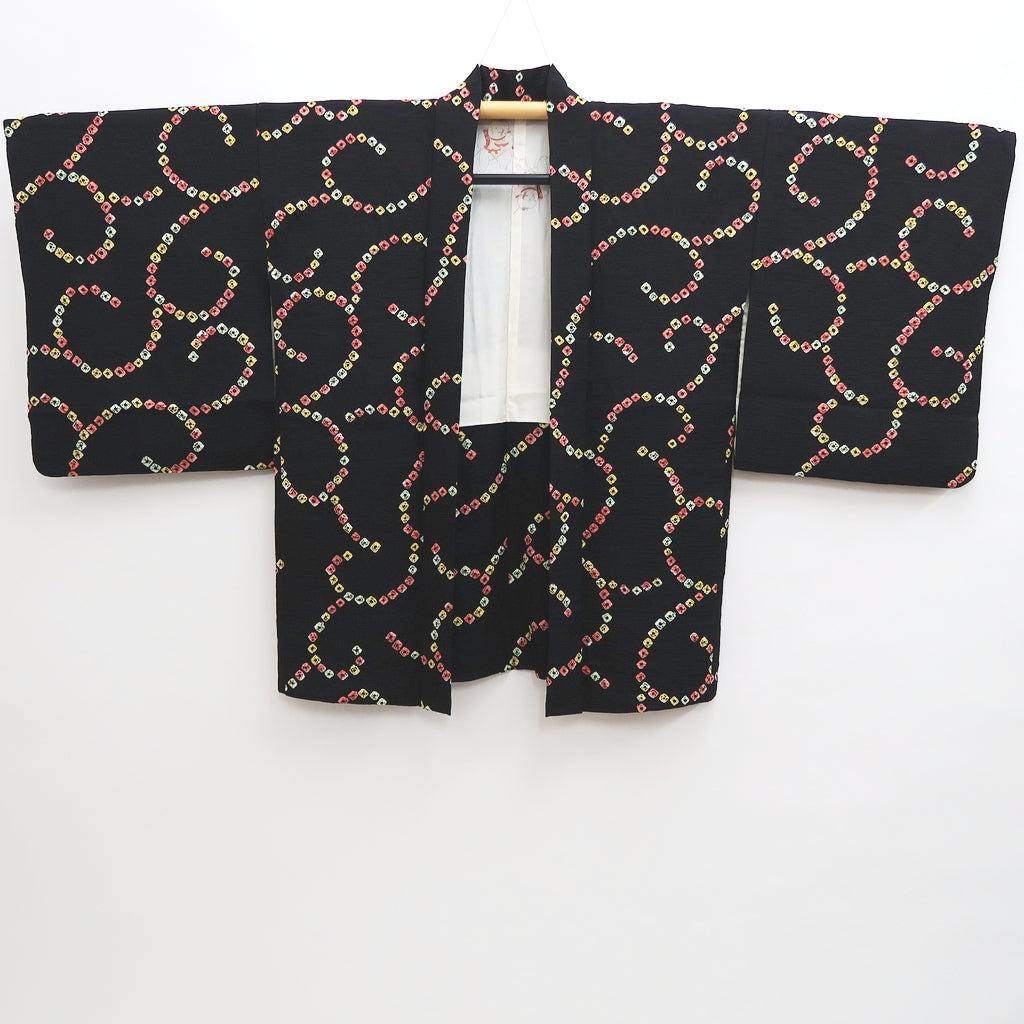 Haori Jacket Vintage(1950-1980) Black Karakusa Shibori Silk #9501H1 ...