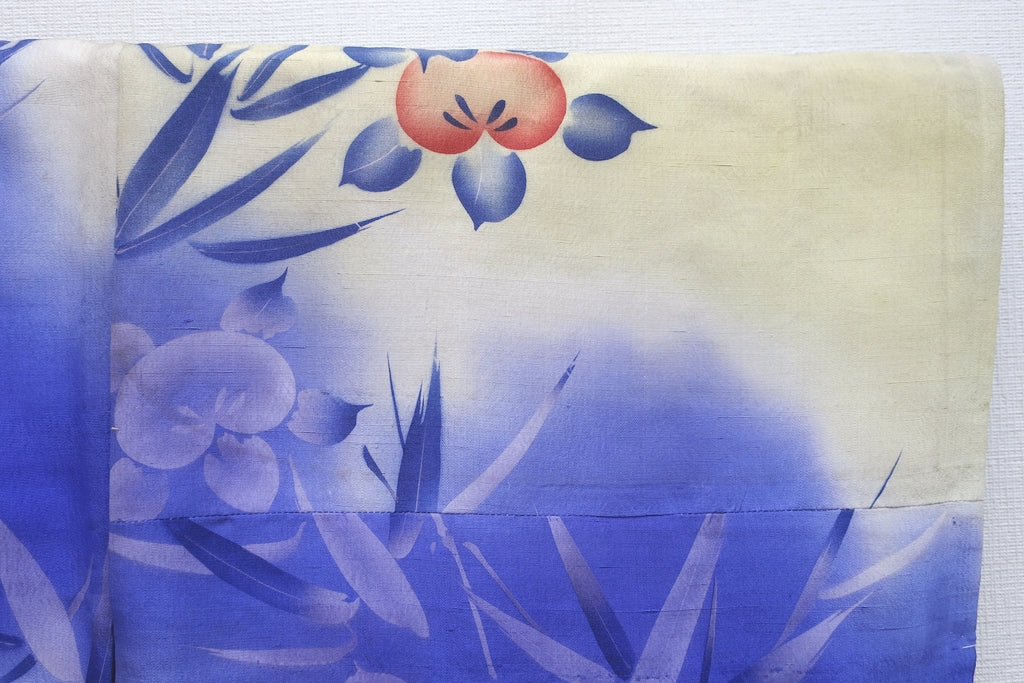 Haori Jacket Vintage(1920-1950) Blue Pale Yellow Tachibana Silk #8324C ...