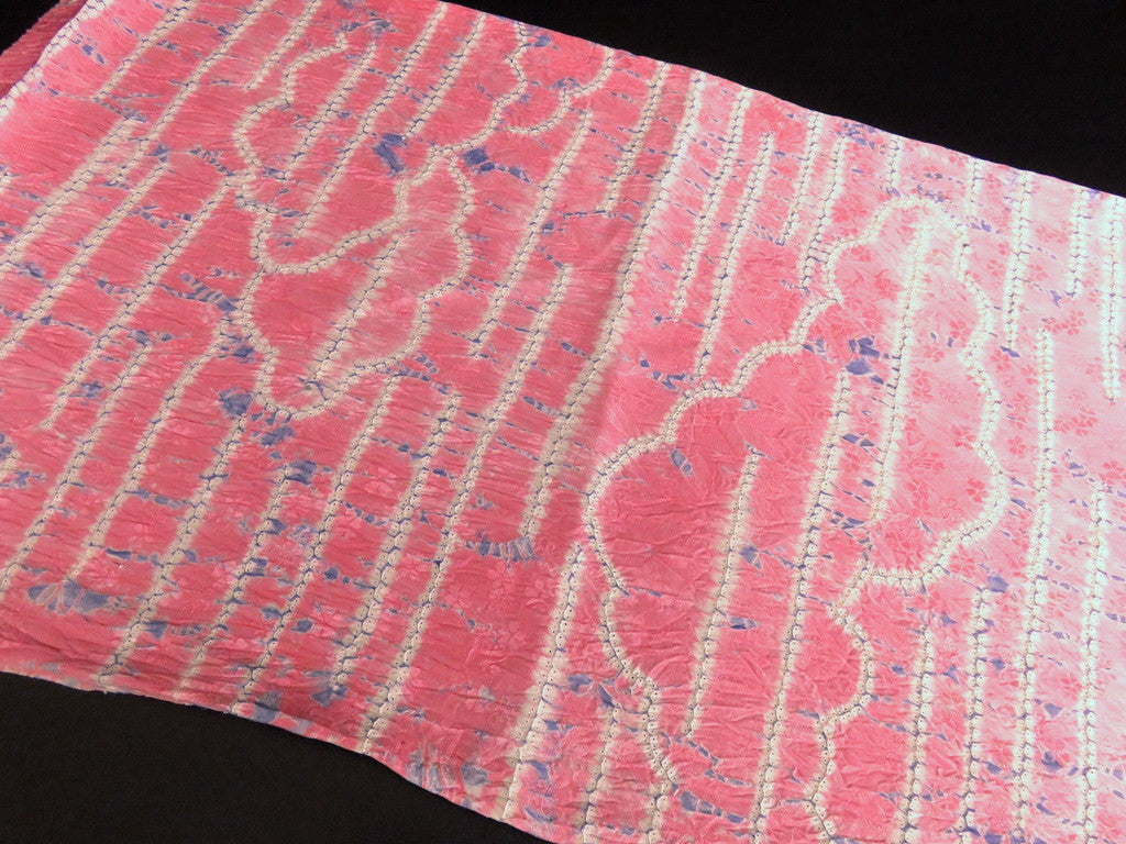 FF2607A Silk Kimono Fabric Vintage(1950-1980) Shibori Pink 43.3x12.6in ...