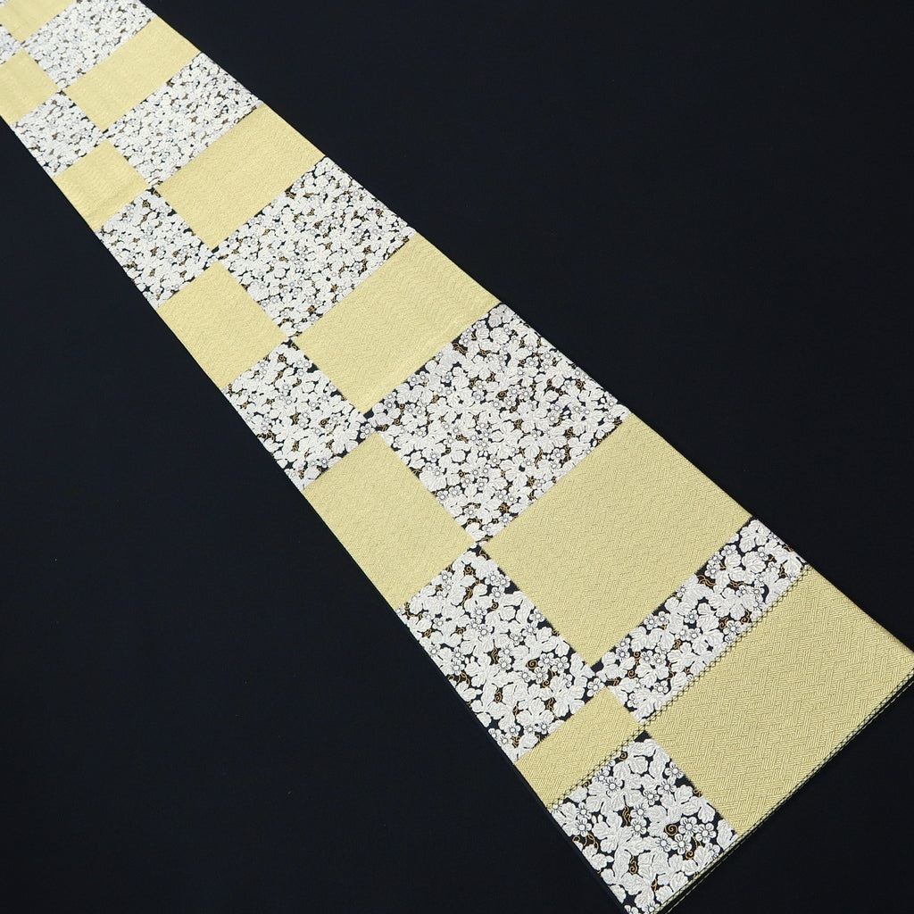 Fukuro Obi Black Gold Silver Flower Silk BB208V2 – Mikula Kimono