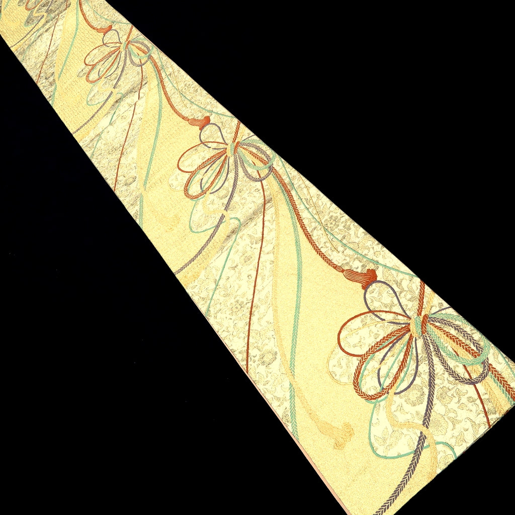 Fukuro Obi Gold Silver Kusudama Butterfly Flower Silk BB213V3 – Mikula ...