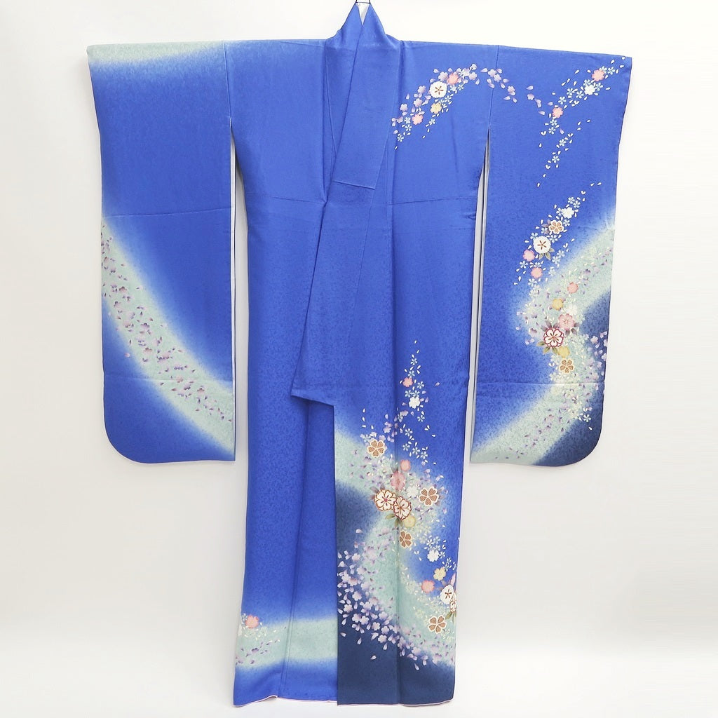Furisode Vintage(1950-1980) Blue Cherry Blossom Tall Silk #9469G4 ...