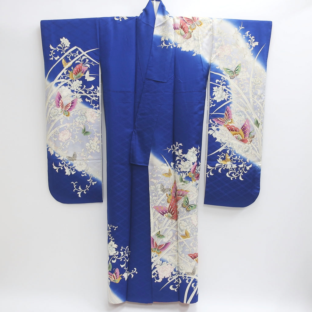 Furisode Blue Butterfly Silk #9154D4 – Mikula Kimono