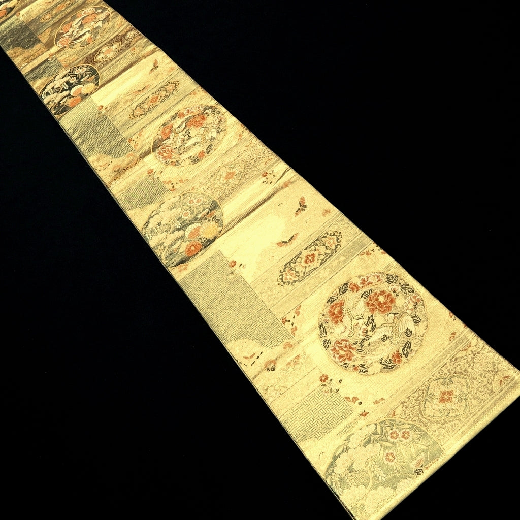 Fukuro Obi Gold Butterfly Birds Silk BB218V3 – Mikula Kimono